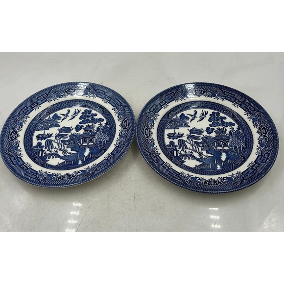 Churchill | Dining | Vtg Churchill Blue Willow Pattern Salad Plates ...